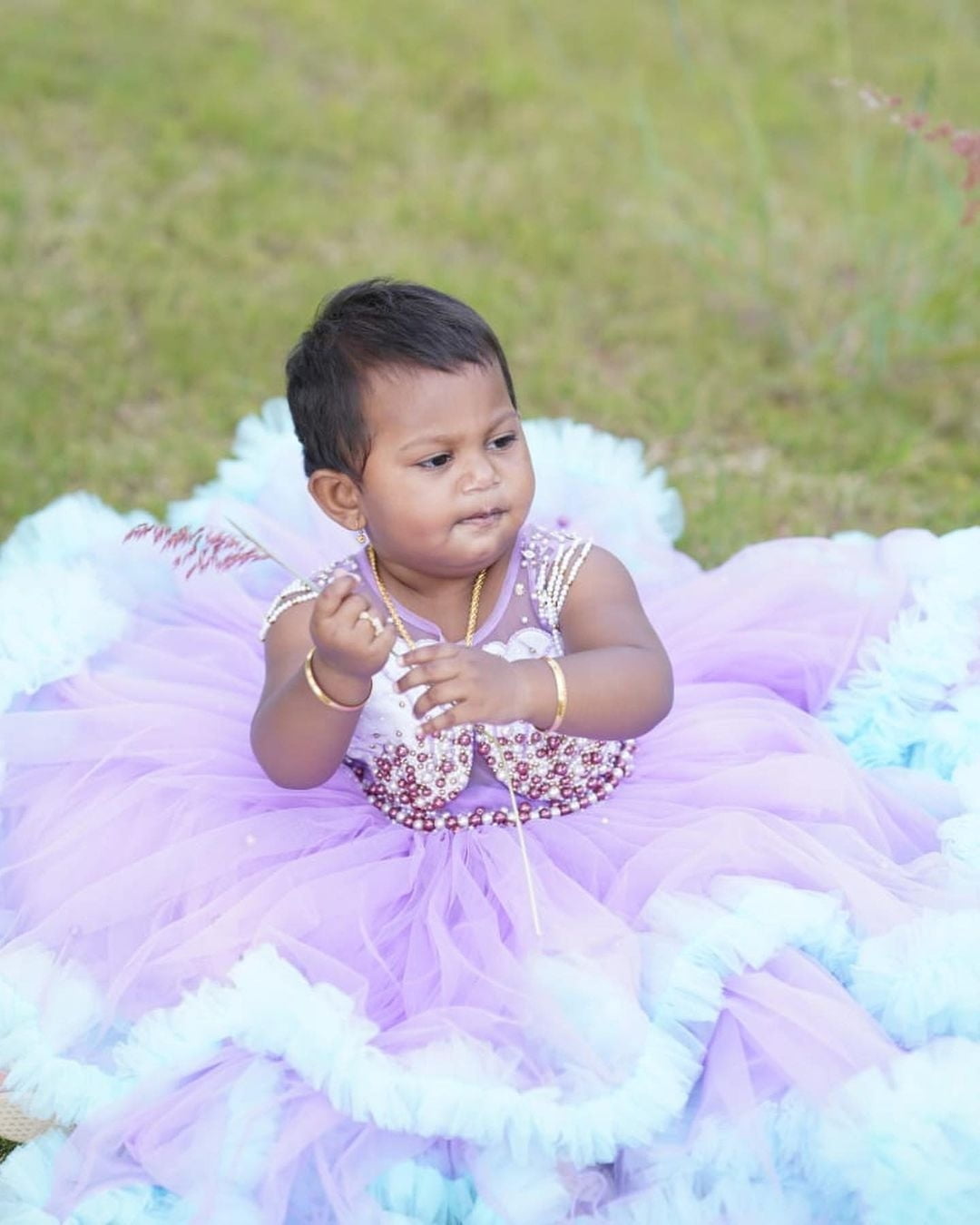 Violet Blossom Gown for Kids - PV Designer Studio